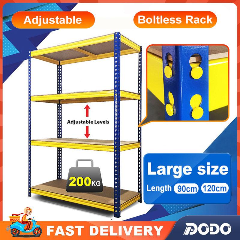 【400KG】5 Tier Heavy Duty Boltless Metal Rack Rak Besi Serbaguna Home ...