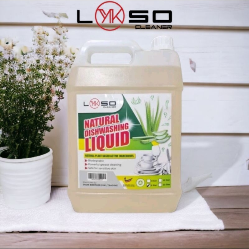 LYKSO Natural 5L Dishwash Liquid Aloe Vera Fresh (BUATAN MALAYSIA 🇲🇾) | Shopee Malaysia