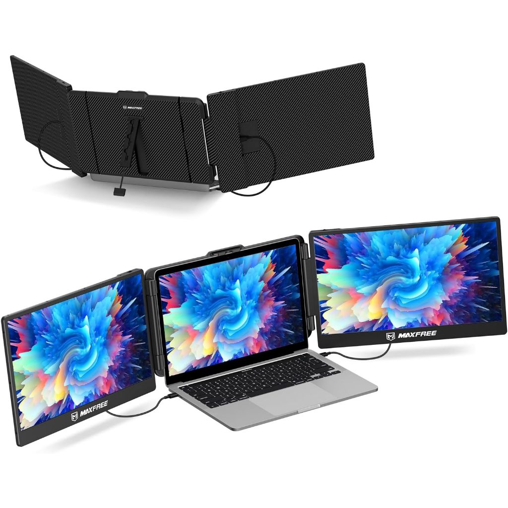 Maxfree S2 Triple Monitor Extender for Laptop (14" FHD IPS USB-C for 13 ...
