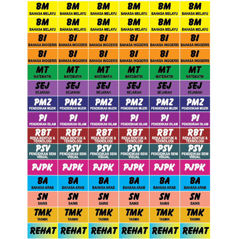 Sticker subjek sekolah rendah | Shopee Malaysia
