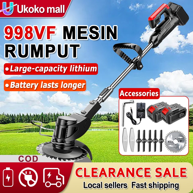 998VF Mesin Rumput Bateri Rechargeable Battery Cordless Grass Cutter ...