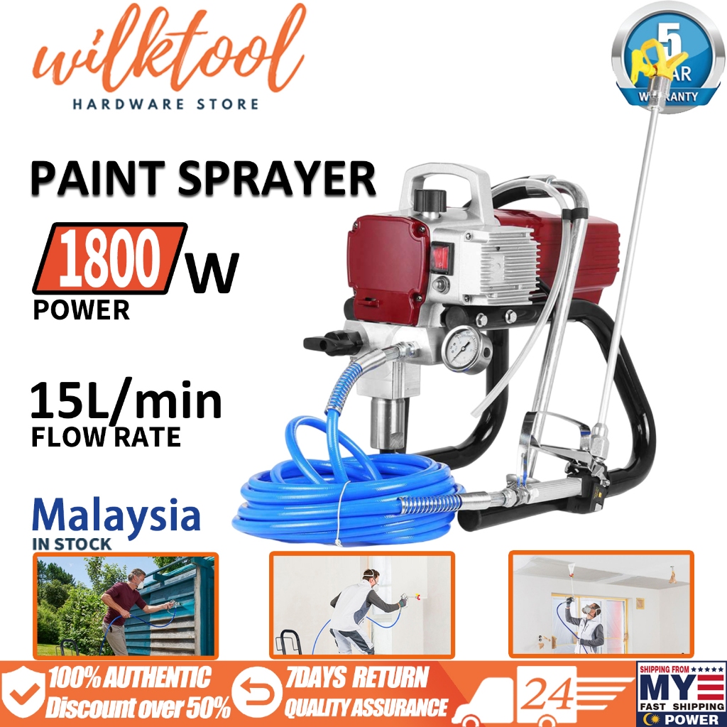 WilkTOOL' 1800W High-pressure Airless Spraying Machine Professional Airless Spray 20Mpa Paint ...