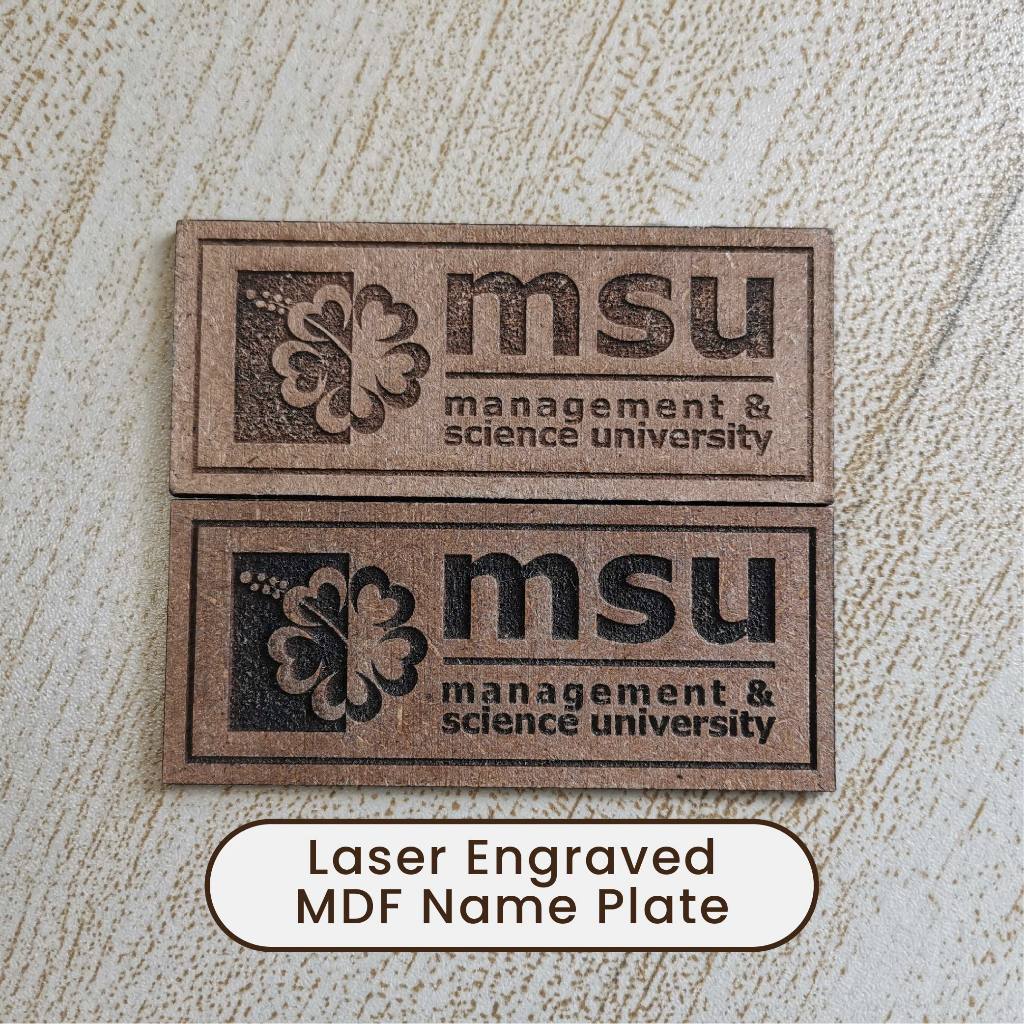 Laser Engraved MDF Wooden University Name Plate Laser Cutting | Shopee ...