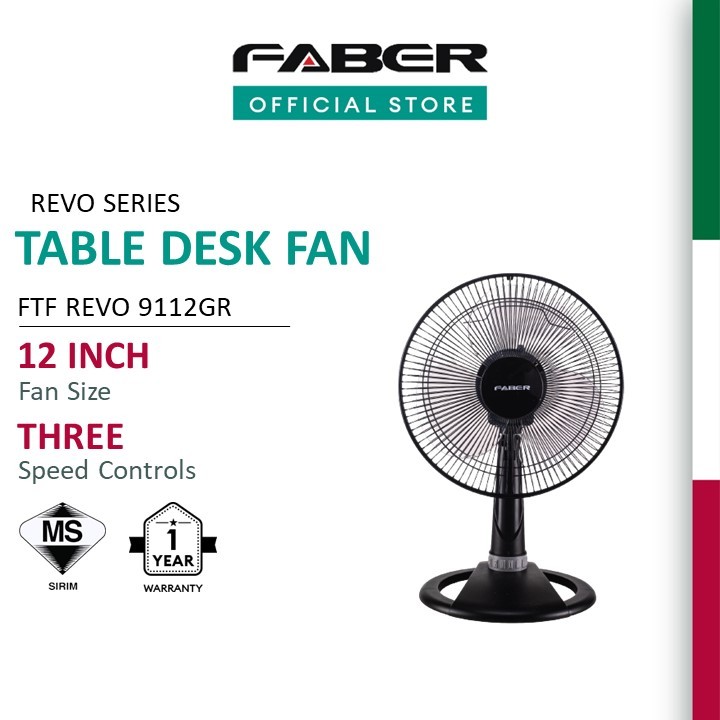 Faber 3 Speed Mode 12” Table Fan Ftf Revo 9112gr 45W Kipas Angin Meja ...