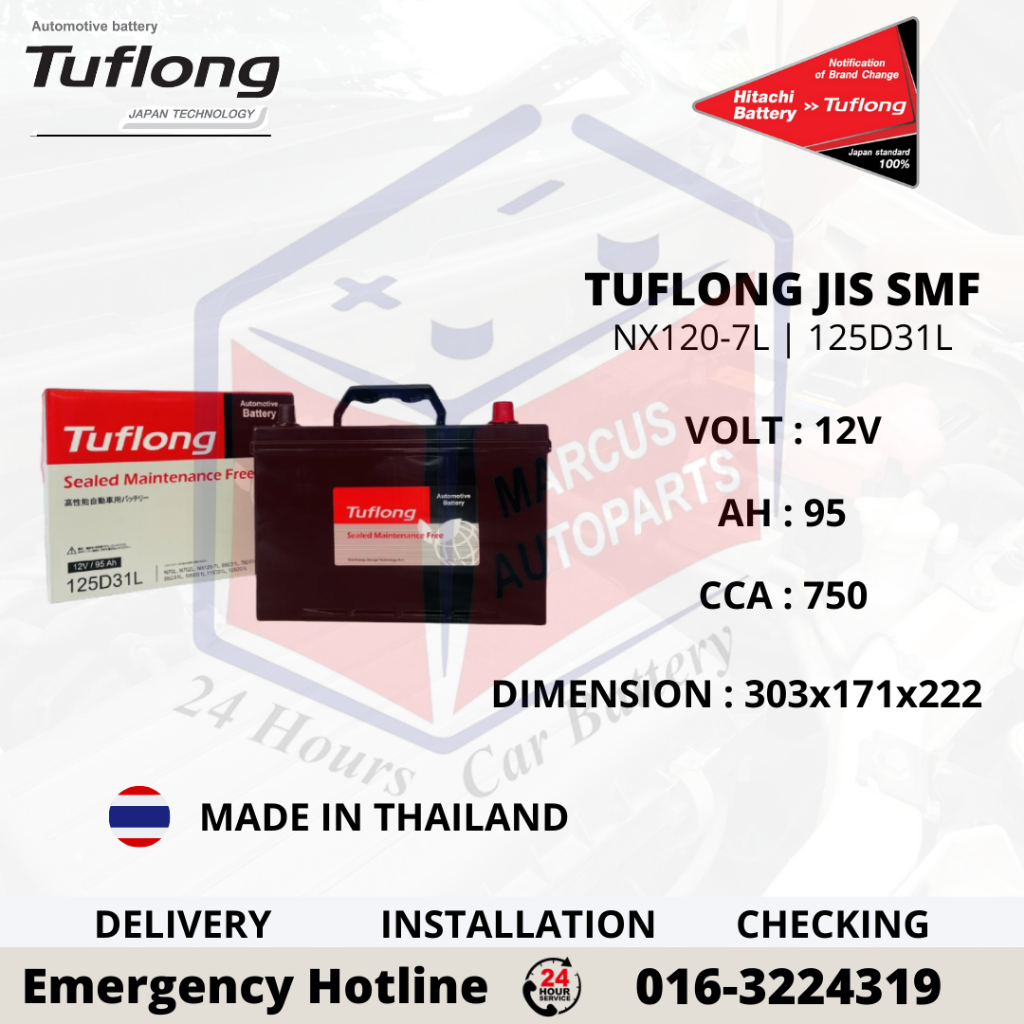 HITACHI TUFLONG SMF NX120-7L | N70ZL | 125D31L CAR BATTERY | Shopee ...