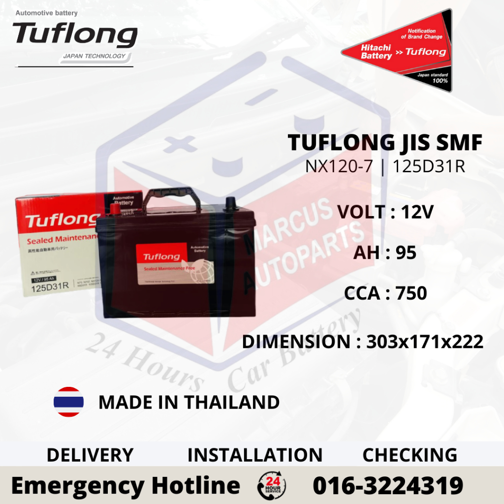 HITACHI TUFLONG SMF NX120-7 | N70Z | 125D31R CAR BATTERY | Shopee Malaysia