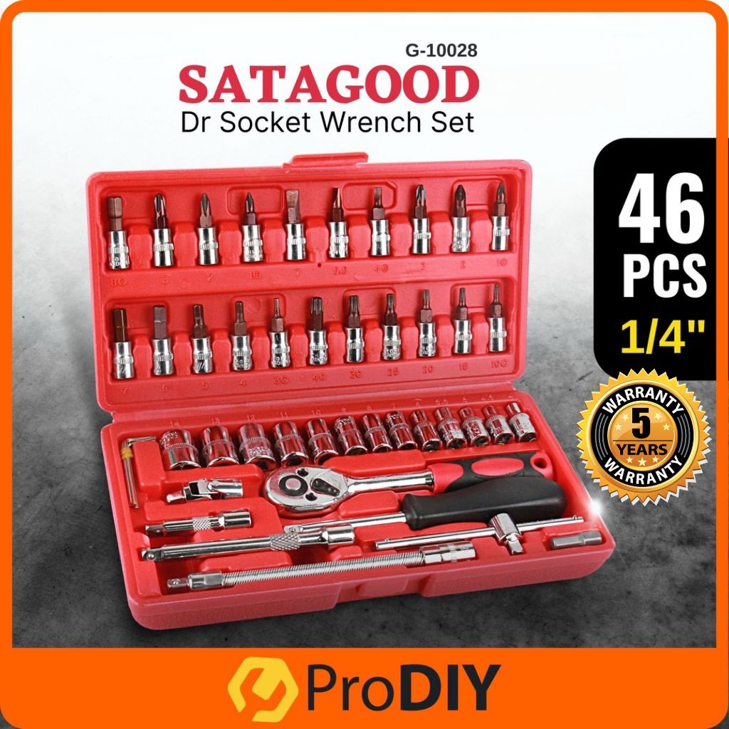 PRODIY SATAGOOD 46pcs 1/4 Inch Socket Wrench Set Ratchet Wrench Set ...