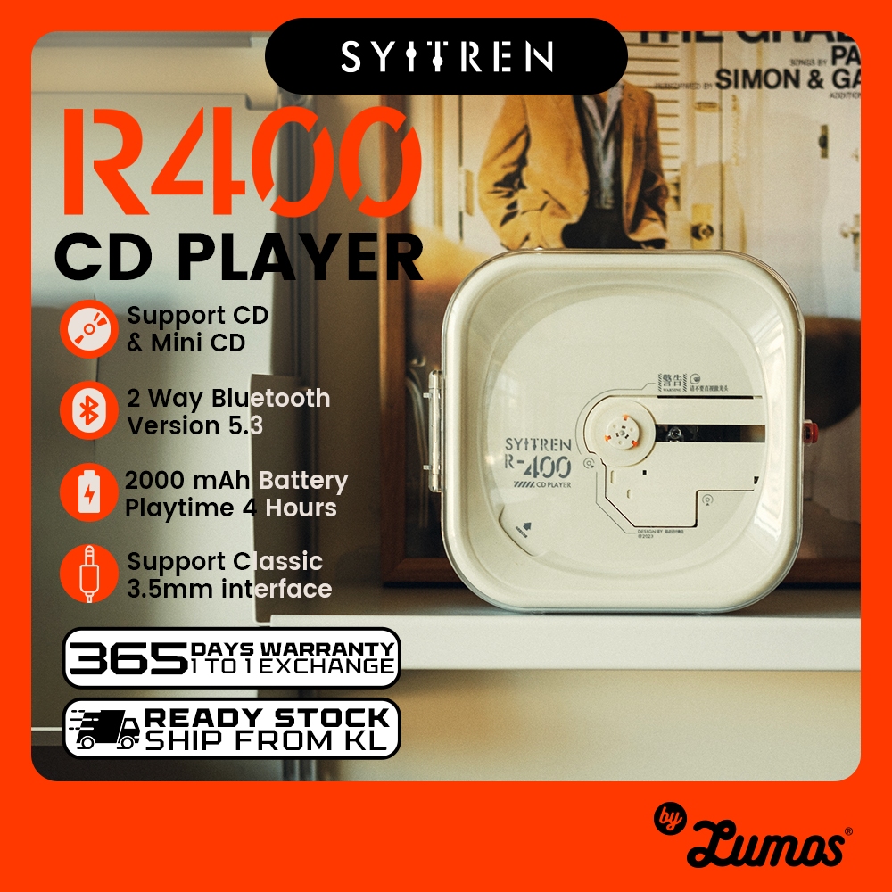 SYITREN R400 CD Player with Casing 2000 mAh Battery 2 Way Bluetooth 5.3 ...