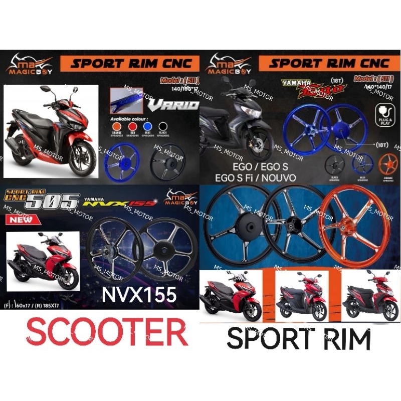 SPORT RIM MAGIC BOY CNC FG505 FG511 EGO NOUVO SOLARIZ AVANTIZ NVX155 VARIO150 | Shopee Malaysia