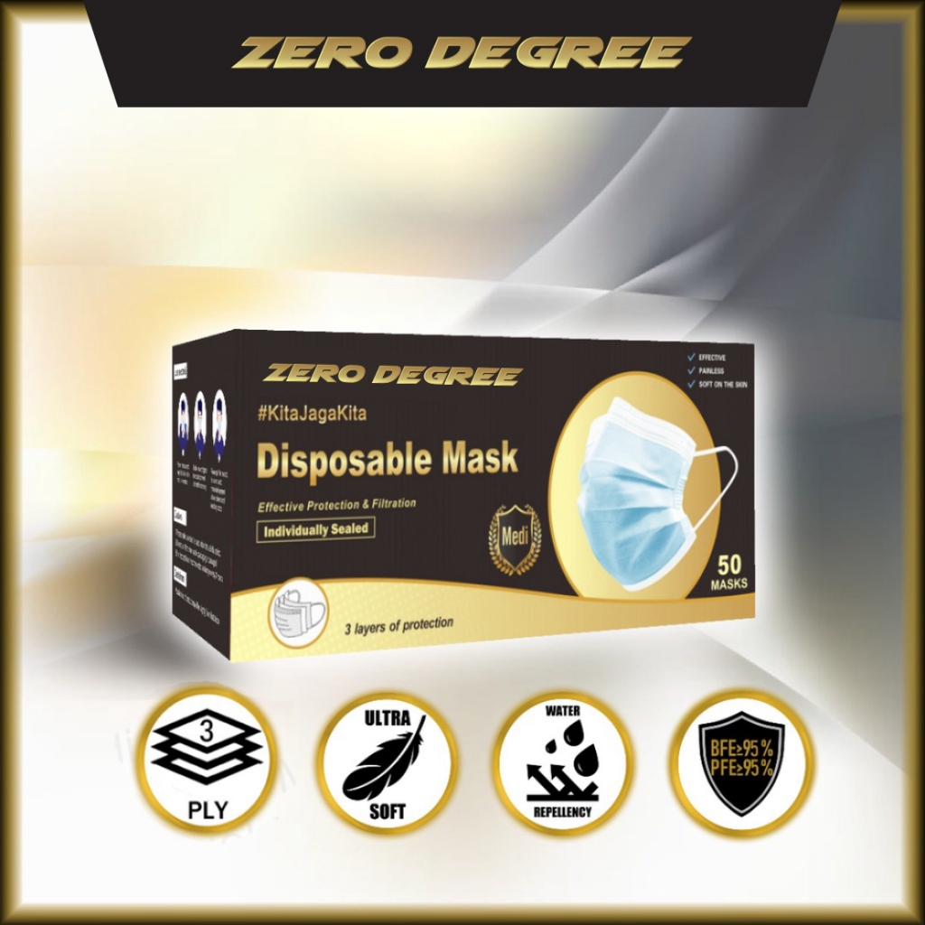 ZERO DEGREE 50 Pcs Pink Mask 4 Ply Medical Mask Anti Bacterial ...