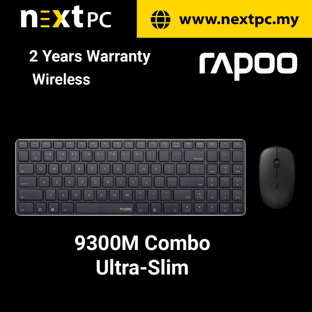 [Ready Stock] Rapoo 9300M Multi-mode Wireless Ultra-slim Keyboard & Mouse-Black COMBO / 2 Years ...