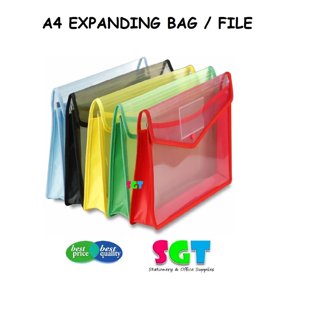 Colour A4 Transparent Expanding Bag / File (Random Colour) | Shopee ...