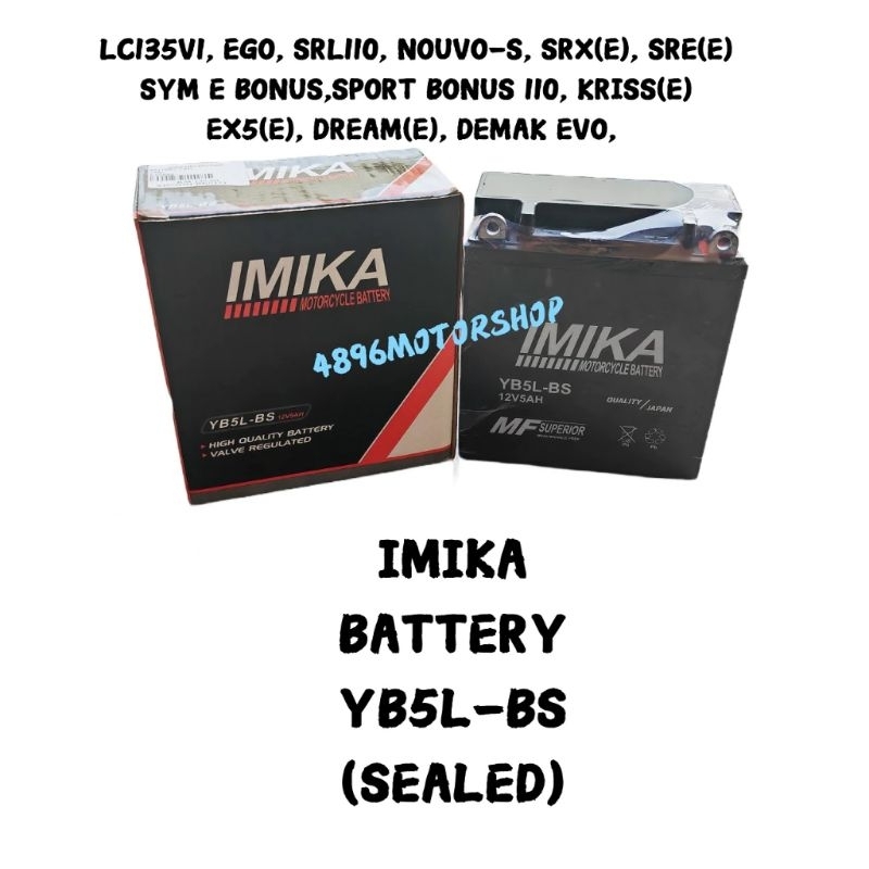 IMIKA BATTERY DRY GEL BATERI KERING YB5L YB5 EX5 DREAM WAVE KRISS EGO ...
