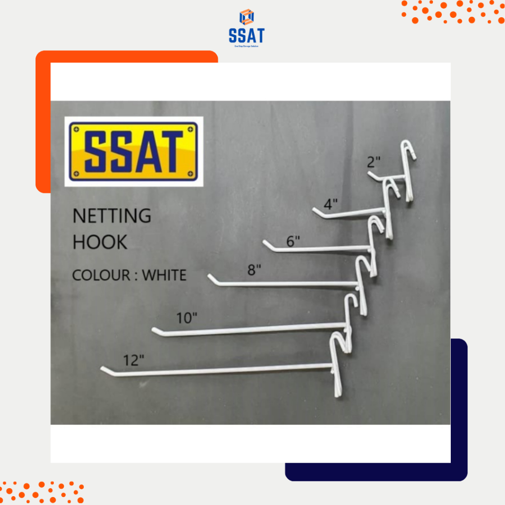NETTING HOOK 2/4/6/8/10/12INCH WHITE X 10PCS | Shopee Malaysia