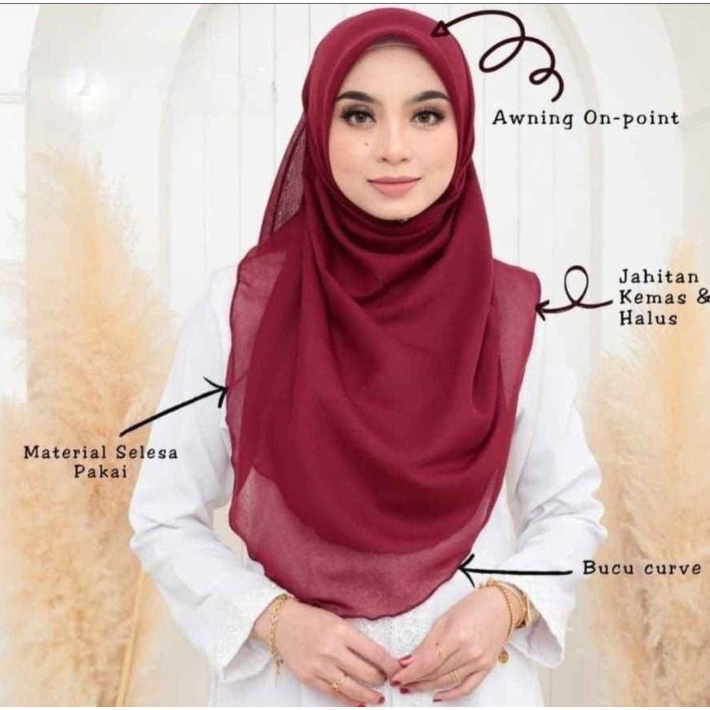 Tudung Bawal Cotton Curve Bidang 45 Bawal Plain Bucu Bulat | Shopee ...