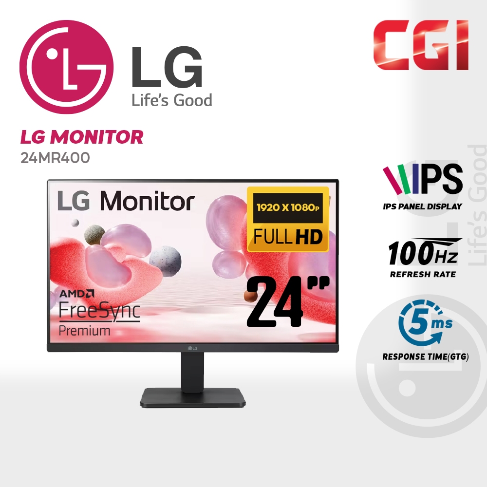 LG 24" 24MR400 FHD 3-Side Borderless IPS 100Hz Monitor with AMD ...