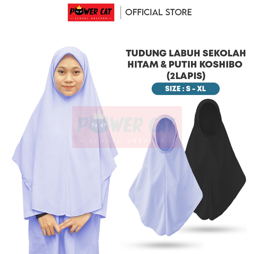 TUDUNG LABUH SEKOLAH 2LAPIS PUTIH NILA & HITAM / School Uniform Tudung ...