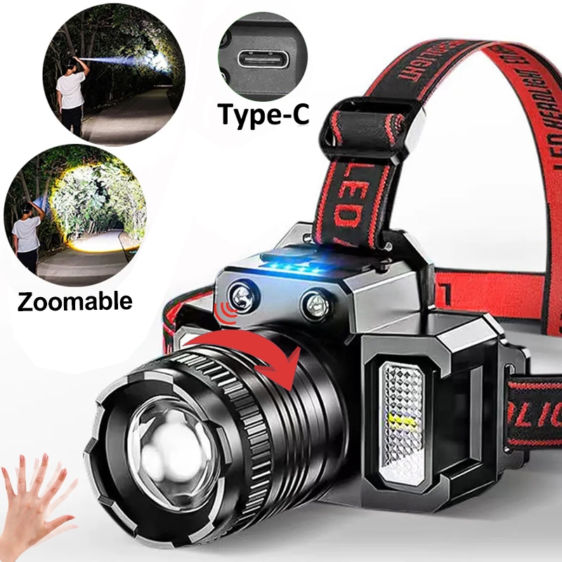 【Hot Sell】2025 New Rechargeable Head Lamp Lampu Kepala Kuat Terang Zoom ...