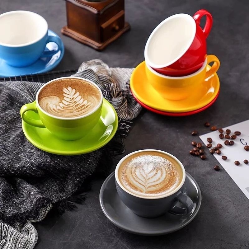 210ml colourful Coffee cup and saucer set. | Shopee Malaysia