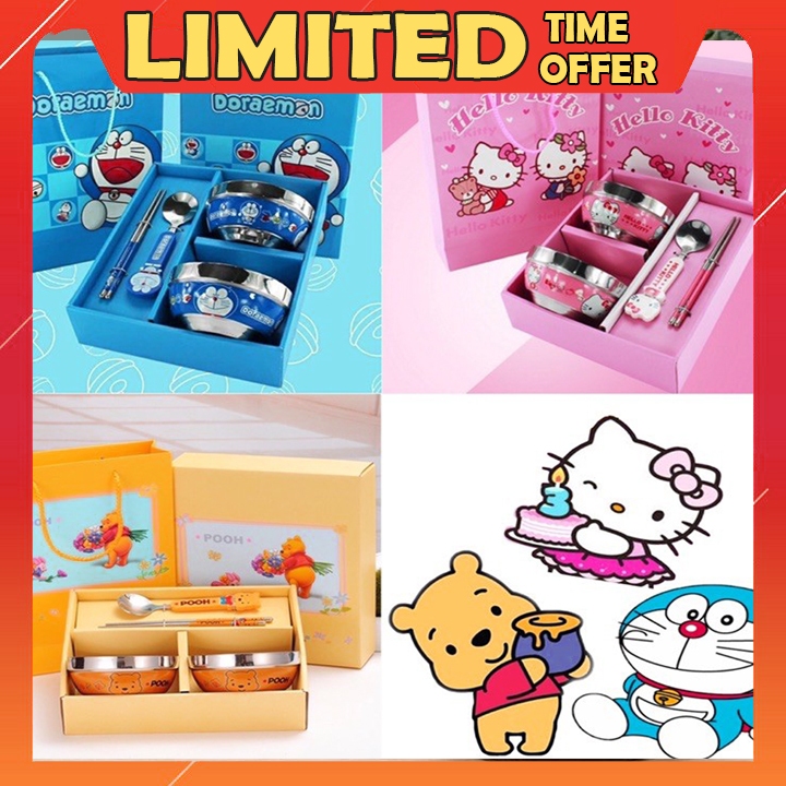 Doraemon Hello Kitty Winnie the pooh cartoon tableware dinner set eco ...