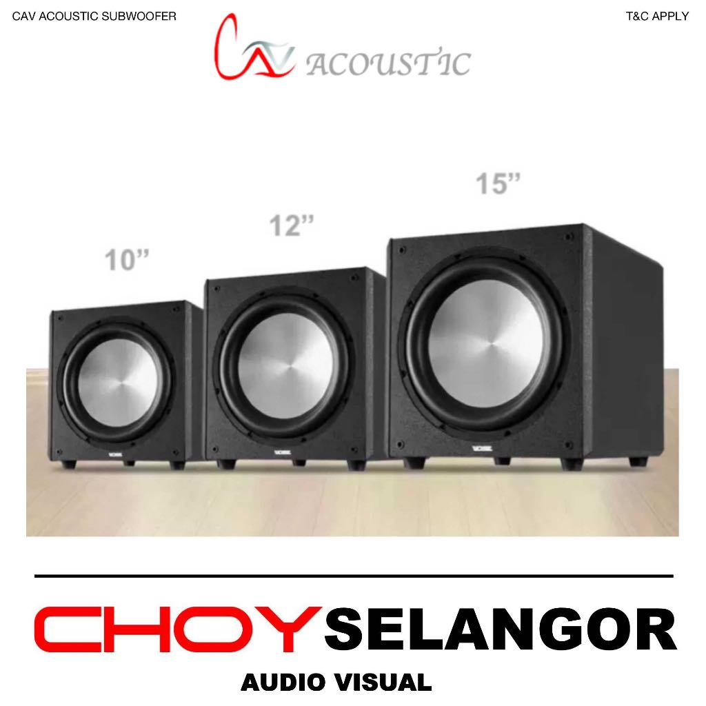 CAV Acoustic SW10" / SW12" / SW15" 3 Magnetic Bass Subwoofer (Black ...
