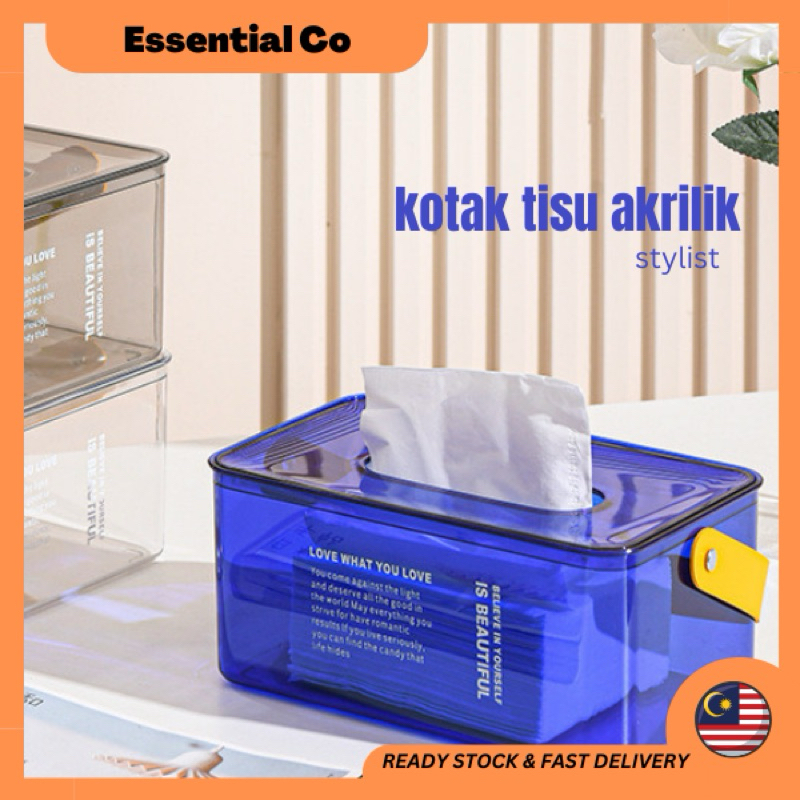 HAHO Nordic Transparent Tissue Box Acrylics Tisu Box Tissue Storage Box ...