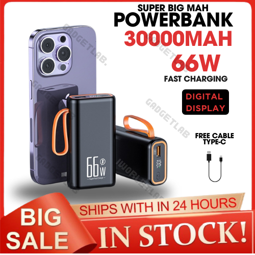 30000mAh 66W Powerbank Full Capacity 4 USB Charge Ports PD 66W Fast ...