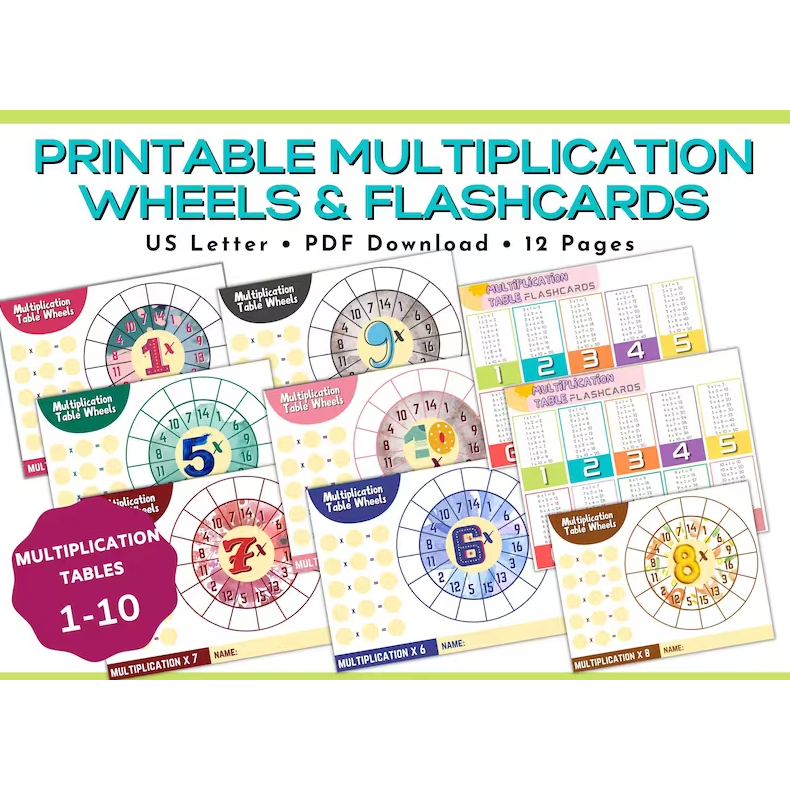 PDF] 069- Multiplication Chart Table Wheels Math Home Learning Kids ...