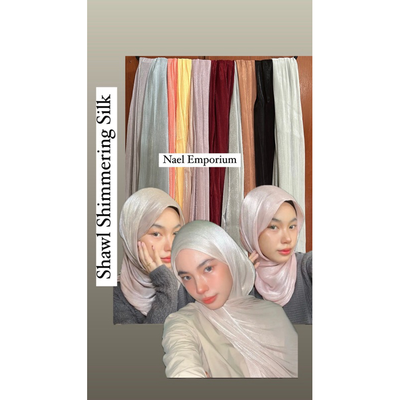 READY STOCK KL shawl silk shimmering- WHOLESALE shawl shimmer- shawl ...
