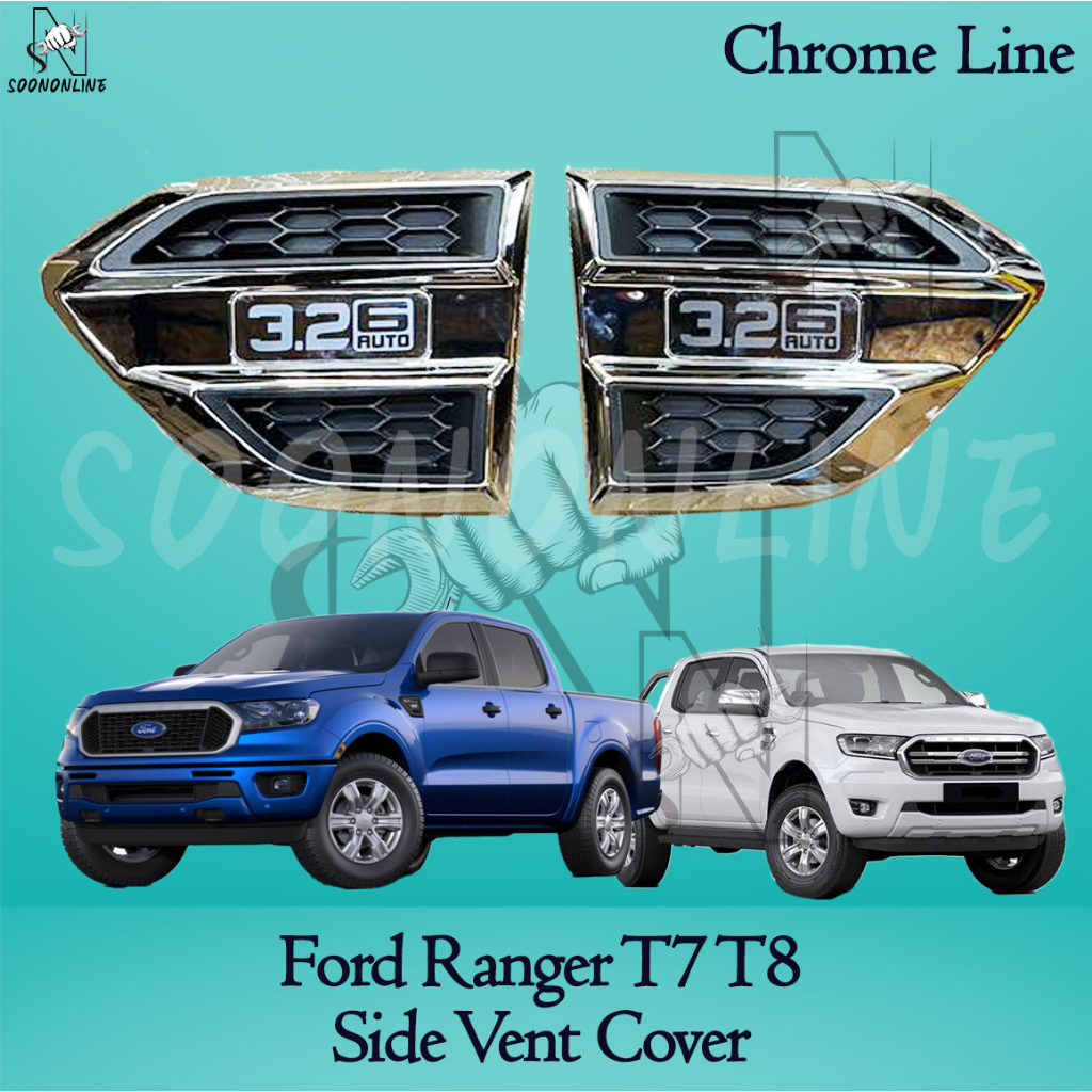 Ford Ranger T7 T8 Side Vent Mudguard Cover T7 T8 Side Vent Cover Chrome ...