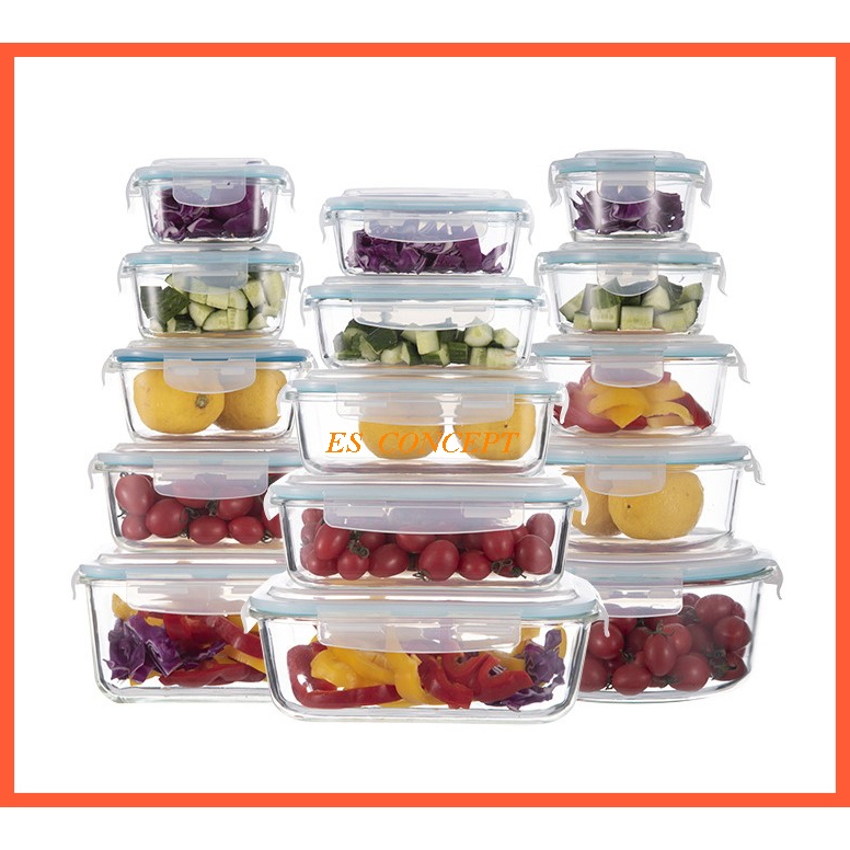 Airtight tempered glass food container Glass lunch box Airtight ...