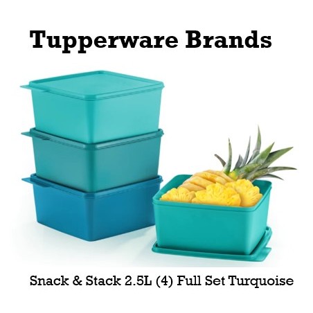 Tupperware Snack & Stack (4) 2.5L Turquoise | Shopee Malaysia