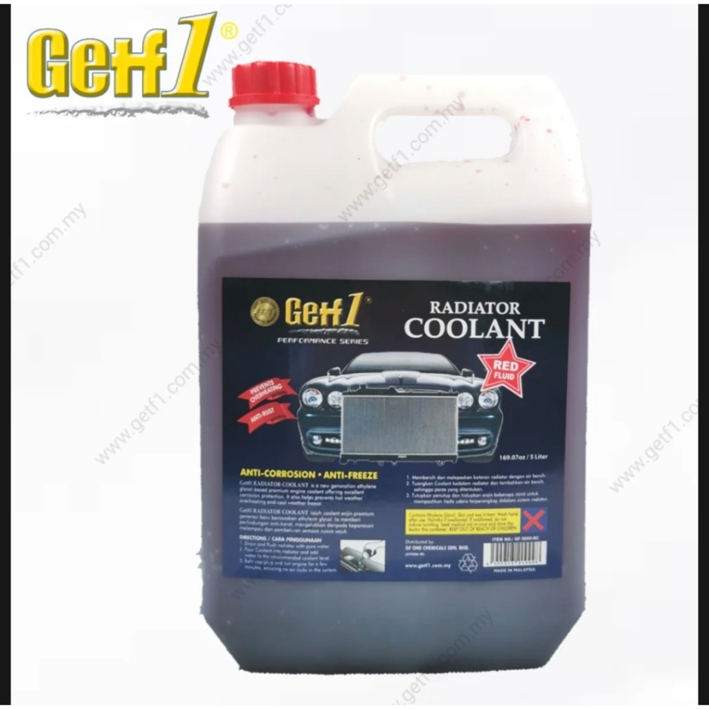 (Ready Stock) Car Care Red Color Radiator Coolant Getf1 5L anti rust ...