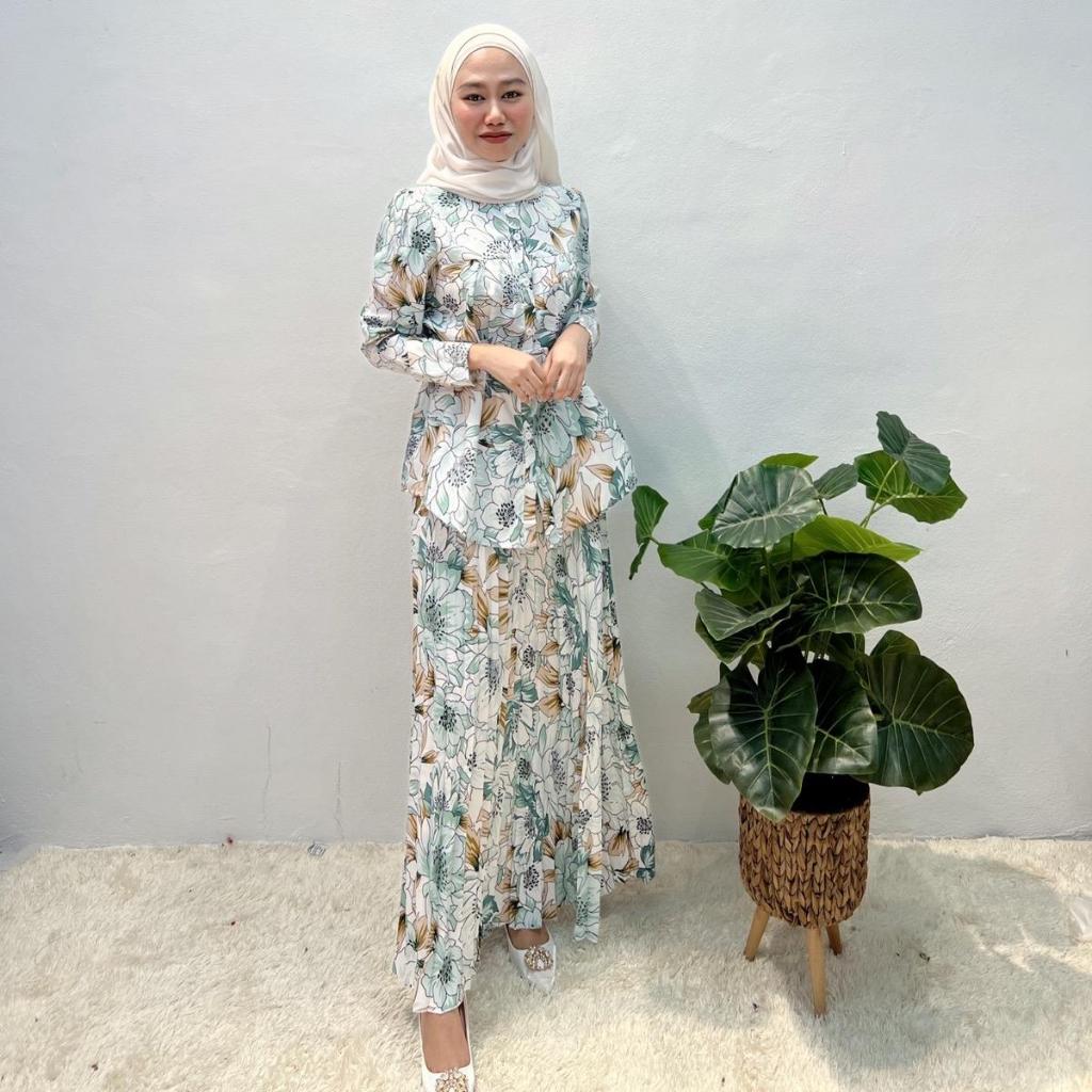 TASHA - SET BLOUSE & SKIRT | Korean Chiffon Clothing | Sets Pleated ...