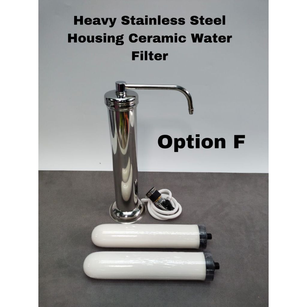 Indoor 10” Stainless Steel Countertop Ceramic Water Filter Set ...