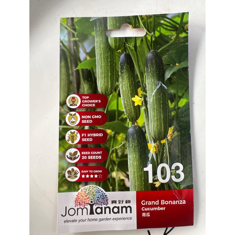 JOM TANAM Cucumber Seed Grand Bonanza / Benih Timun / 黄瓜种子 / Grand Bonanza 103 (20 seeds ...