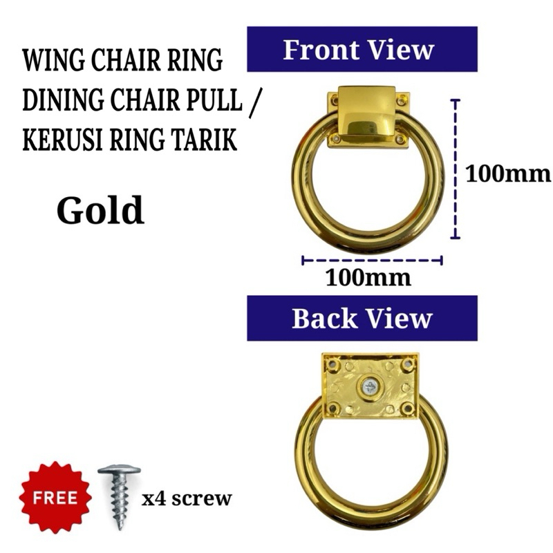 WING CHAIR RING DINING CHAIR PULL /KERUSI RING TARIK(GOLD) | Shopee ...
