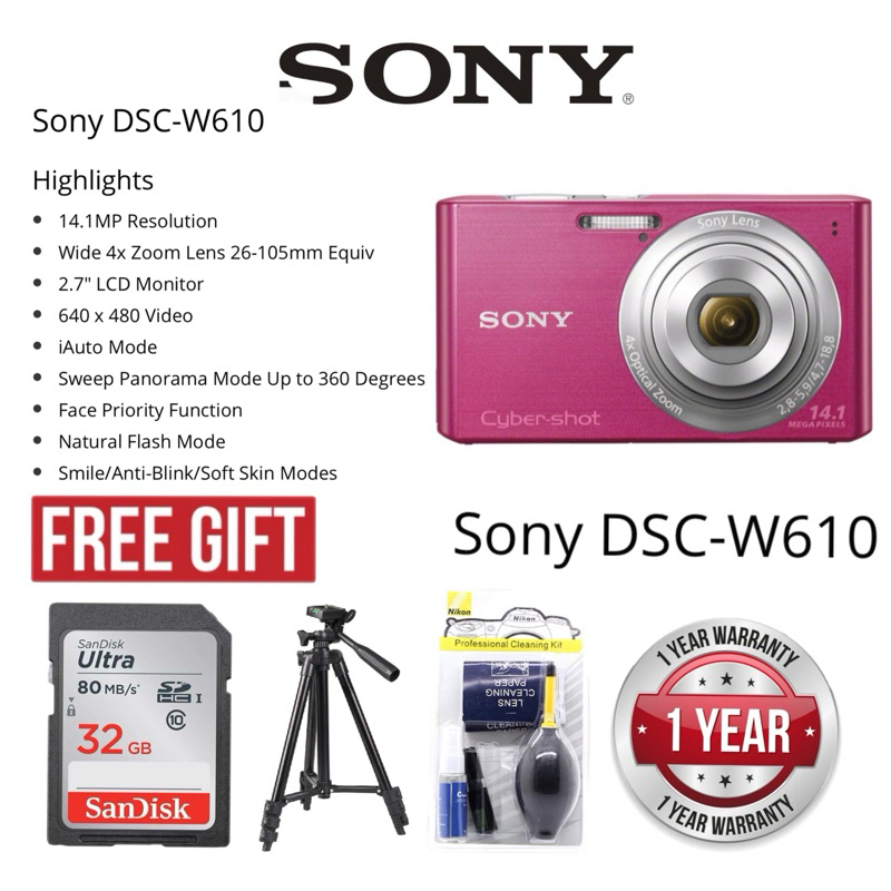 SONY CYBERSHOT DSC-W610 (1 YEARS WARRANTY) | Shopee Malaysia