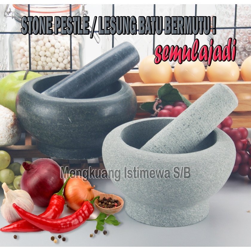16cm Mortar and Pestle /Penumbuk Lesung Batu Granite Semulajadi SE16946 ...