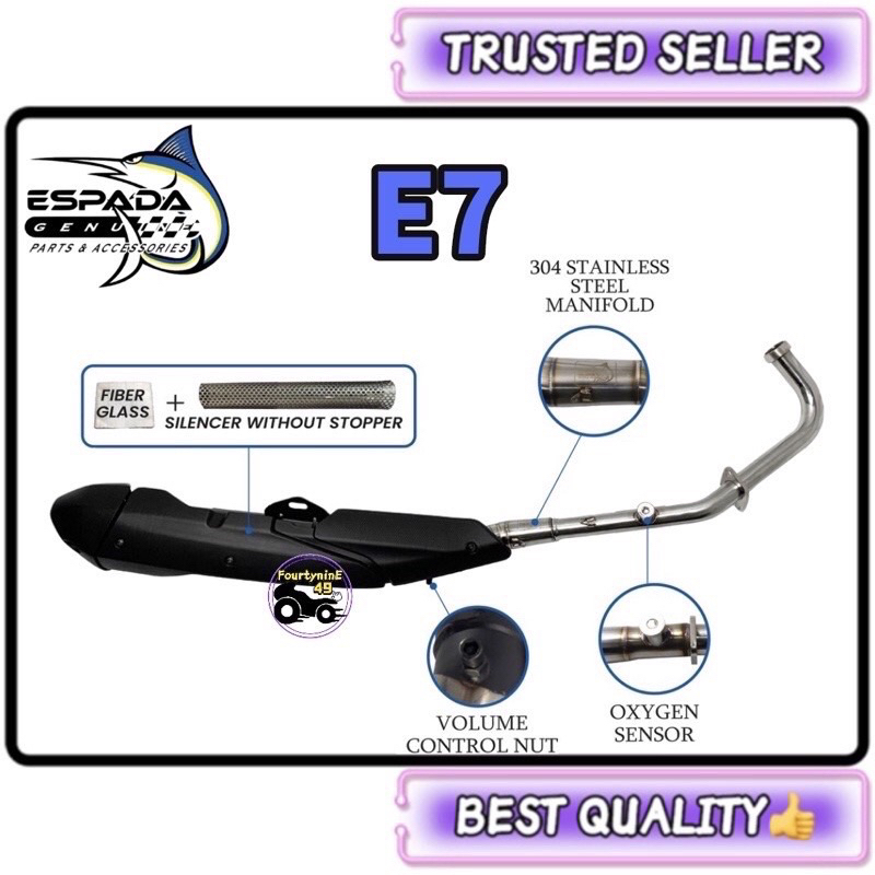 Exhaust Espada Std Cutting 100% Original Y15ZR/Y15/RS150/LC135/SRL115/SRL115FI EZXOS E4 E5 E6 E7 ...