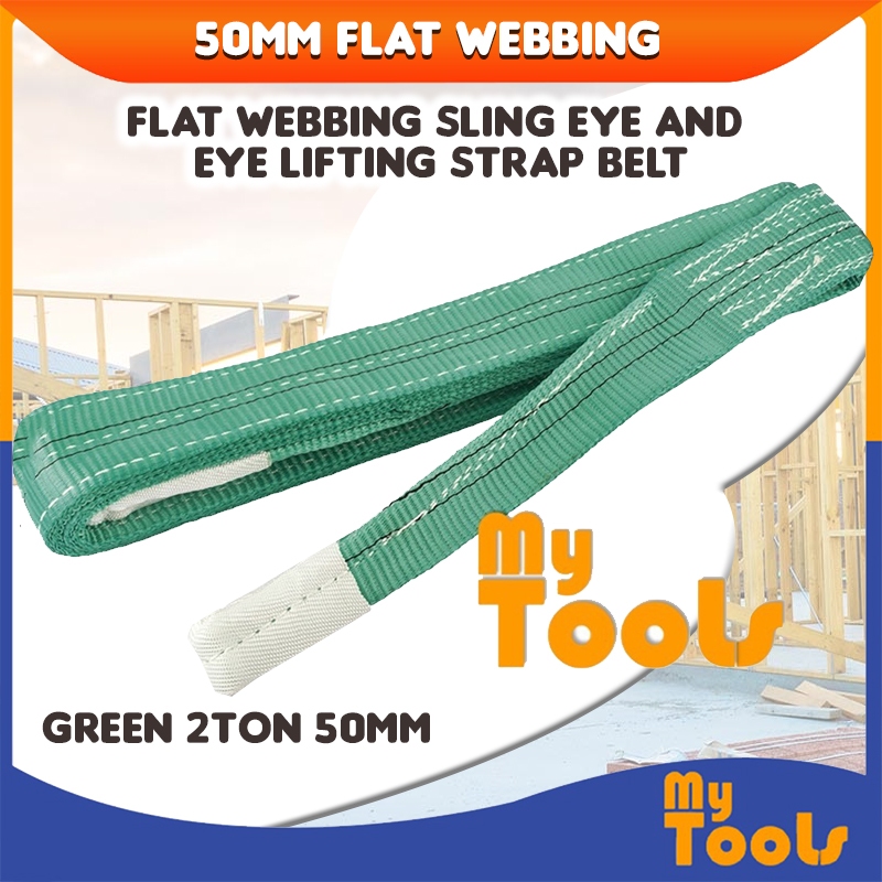 Mytools Green 2Ton 50MM Flat Webbing Sling Eye and Eye Lifting Strap ...