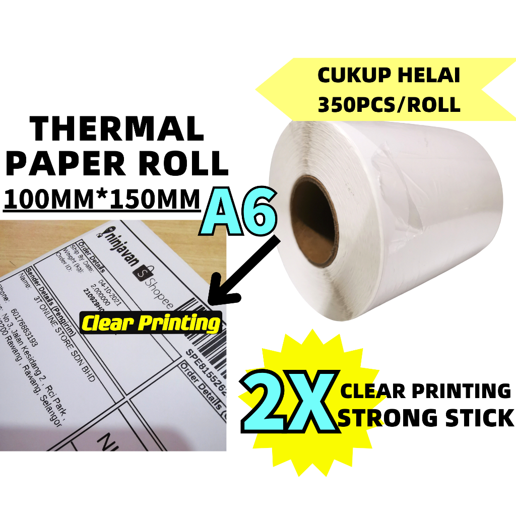Clear Printing Waterproof A6 Size Thermal Paper Airwaybill Sticker ...