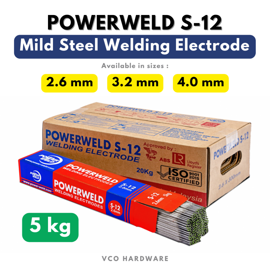 [ 5 kg ] POWERWELD S-12 Mild Steel Welding Electrodes / Rod 4.0mm 3.2mm 2.6mm | Shopee Malaysia