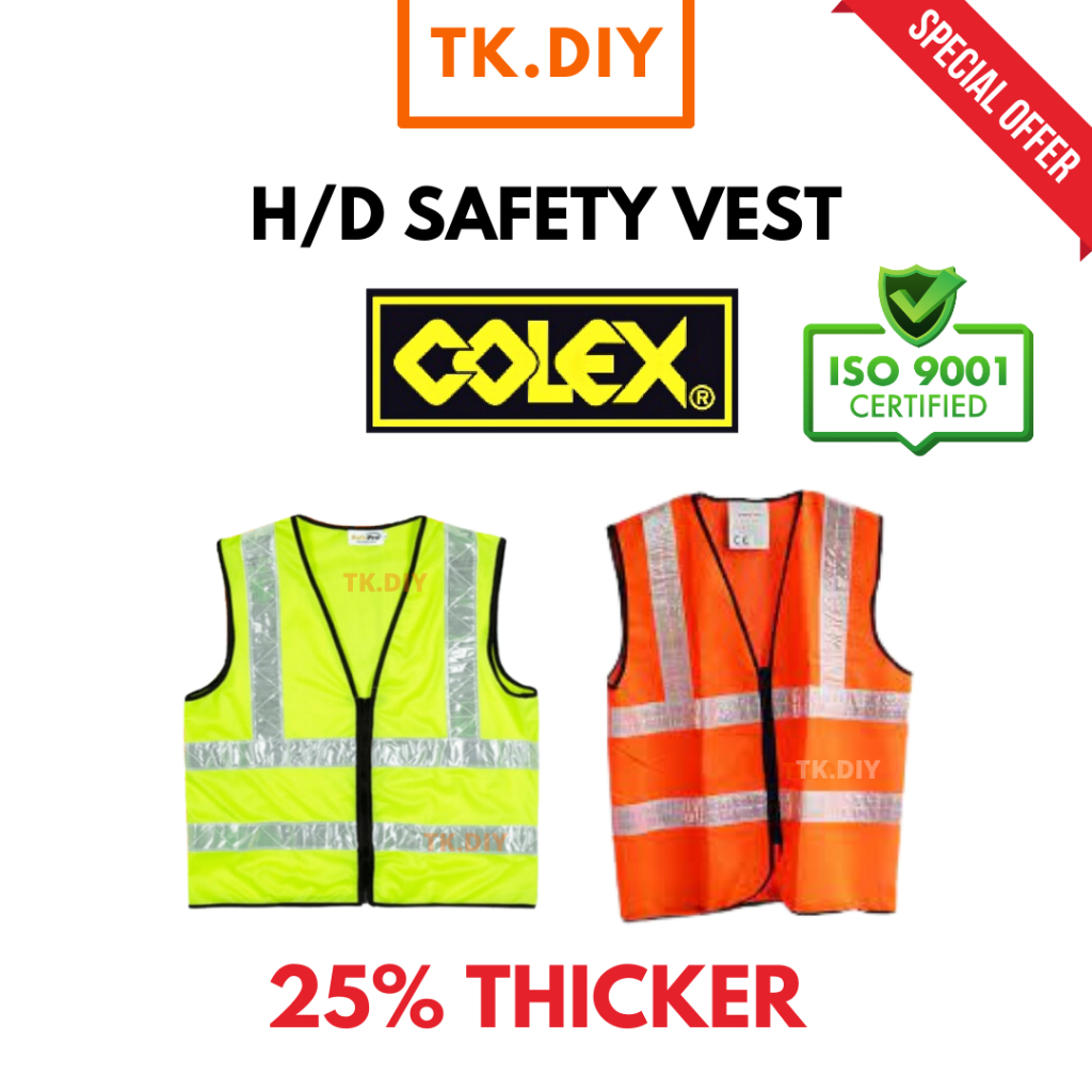 REFLECTIVE ZIP SAFETY VEST HIGH VISIBILITY SAFETY CLOTHING HEAVY DUTY ...