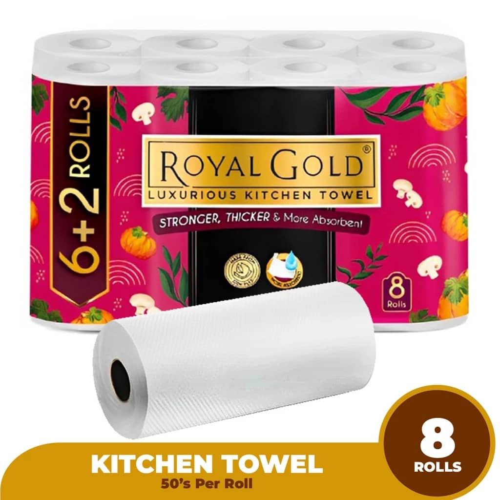 Royal Gold Kitchen Towel (50 Sheets x 8 Rolls) | Shopee Malaysia