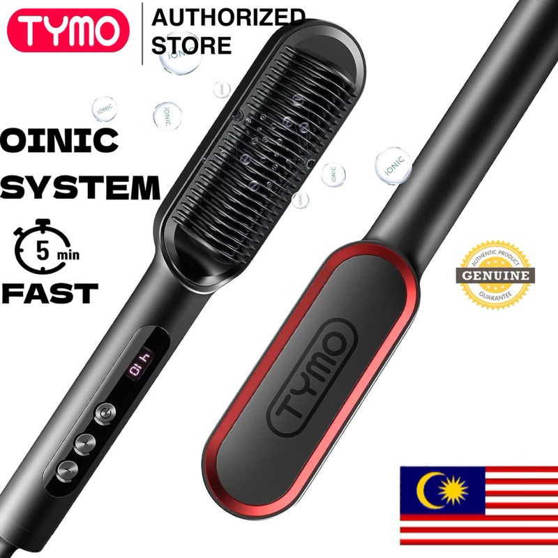 TYMO Ring Plus Ionic Hair Straightener Brush - Titanium Coating, 9 Temp ...
