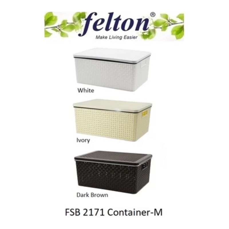 FELTON Bamboo Weave Plastic Container with Lid / Storage Box with Cover ...