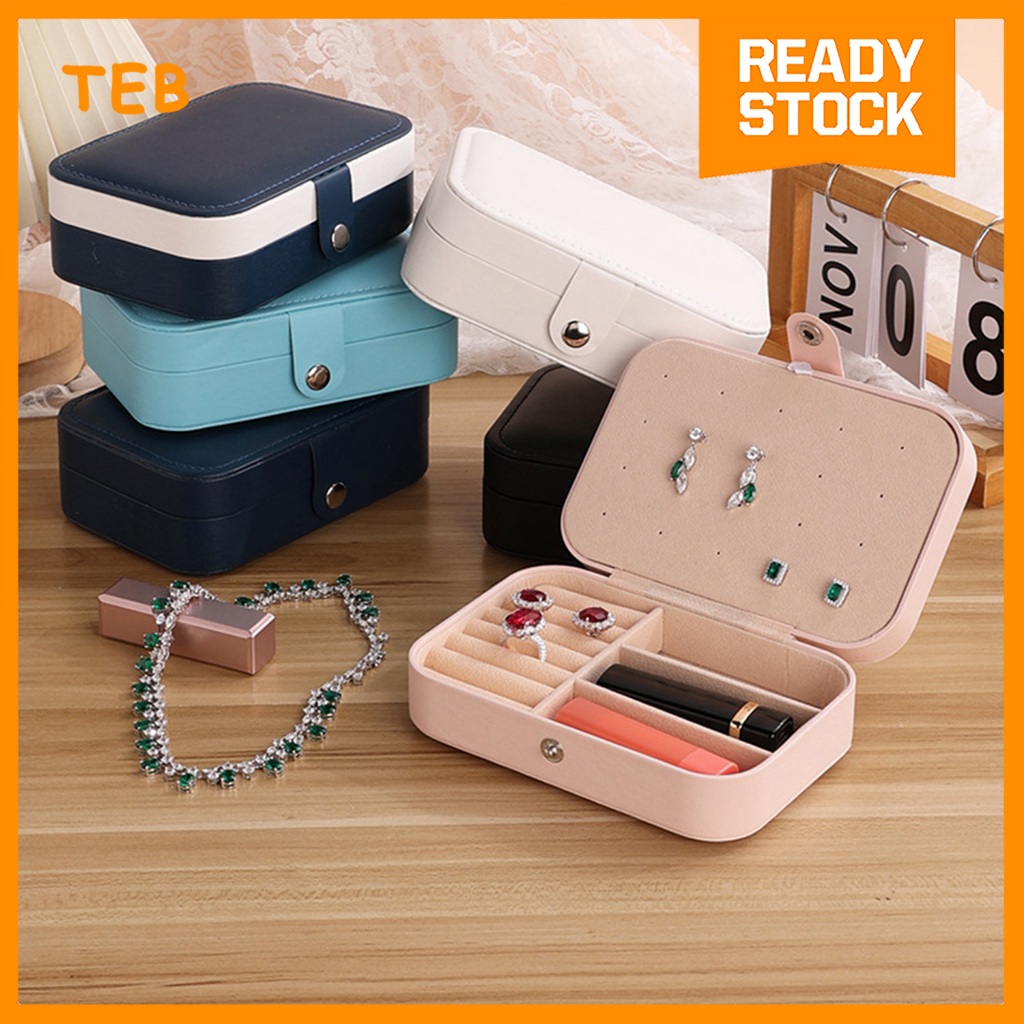 [TEB] Jewelry Organizer Portable Display Travel Jewelry Box Necklace Ring Earring Case Jewelry ...