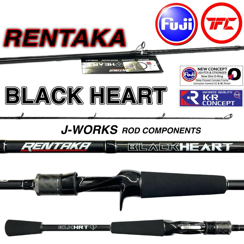 RENTAKA BLACK HEART 🖤 Baitcast & Spinning Rod BC Baitcasting BlackHeart ...