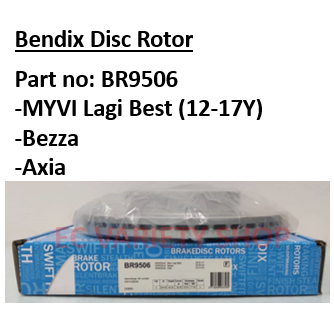 Perodua Myvi Lagi Best, Axia, Bezza Front Disc Rotor*Bendix*[BR9506 ...